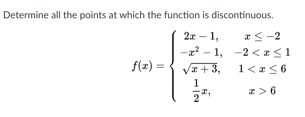 Solved Determine all the points at which the function is | Chegg.com