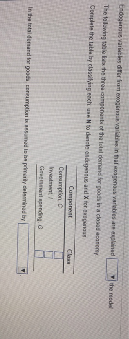 Solved Endogenous variables differ from exogenous variables | Chegg.com