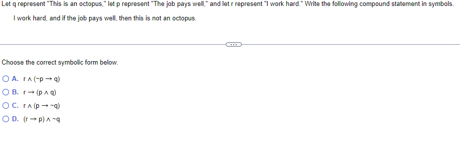 Solved Let q represent "This is an octopus," let p represent | Chegg.com