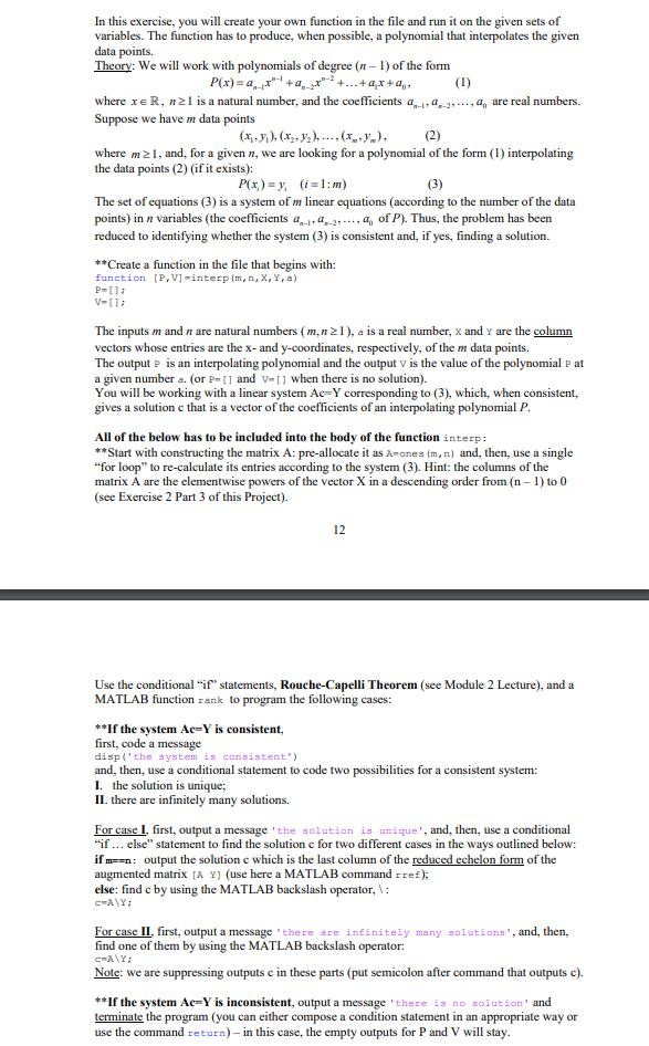 In this exercise, you will create your own function | Chegg.com