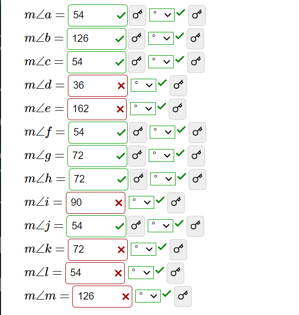 Solved Calculate the measure of each lettered angle in the | Chegg.com