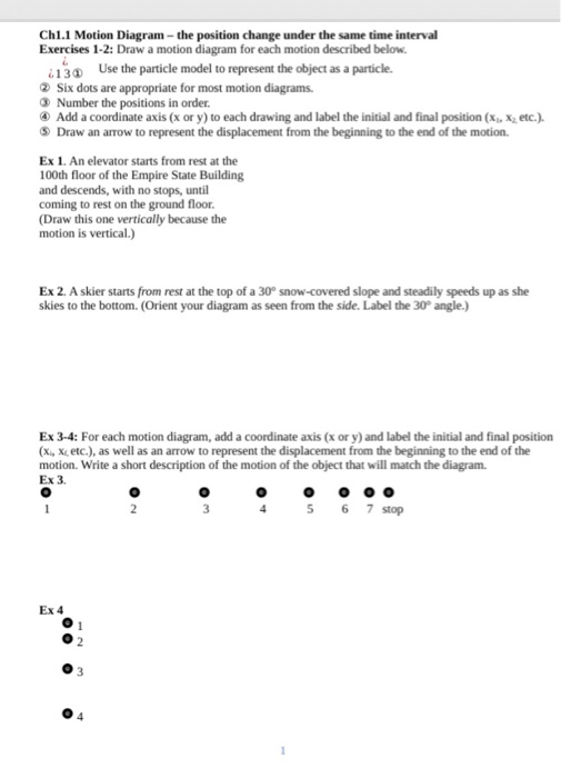 Solved Ch1.1 Motion Diagram-the position change under the | Chegg.com