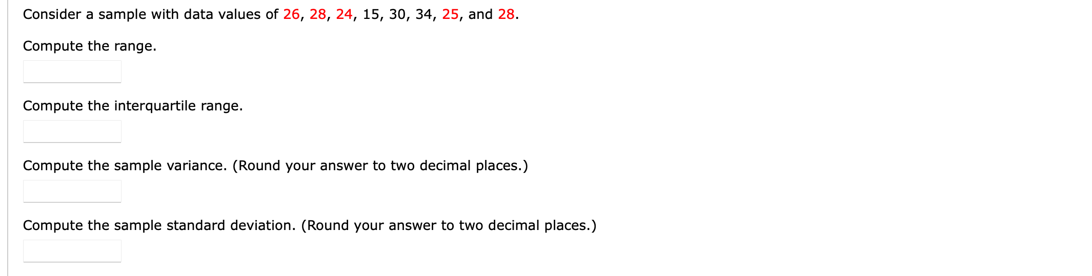 Solved Compute the interquartile range. Compute the sample | Chegg.com