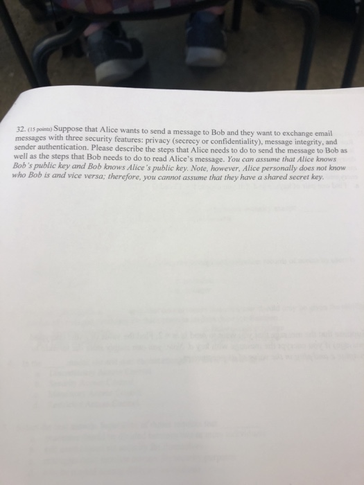 Solved 32 (15 points) Suppose that Alice wants to send a | Chegg.com