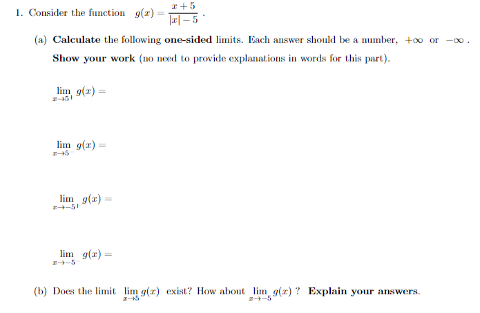 Solved Consider the function g(x)=∣x∣−5x+5. (a) Calculate | Chegg.com