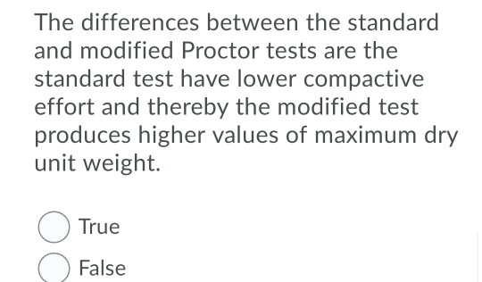 Solved The differences between the standard and modified | Chegg.com