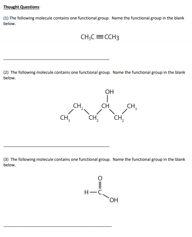 Solved Thought Questions: (1) The following molecule | Chegg.com