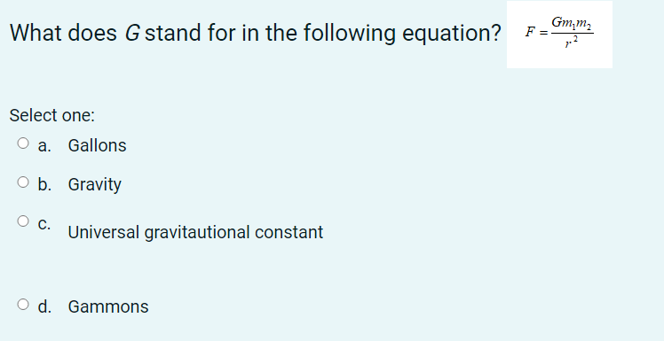 Solved What does G stand for in the following equation? | Chegg.com