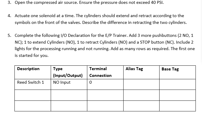 Solved Open the compressed air source. Ensure the pressure | Chegg.com