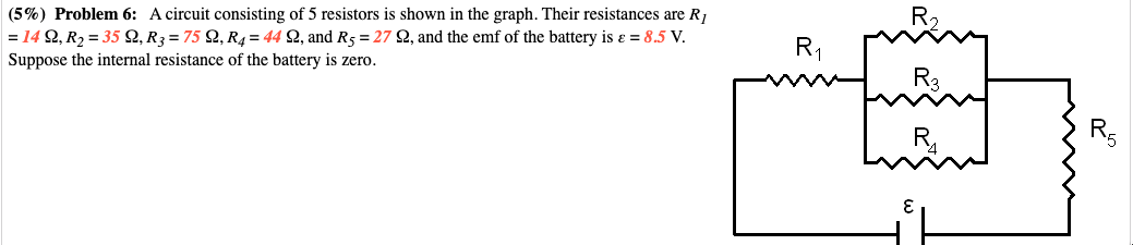 Solved (5\%) Problem 6: A circuit consisting of 5 resistors | Chegg.com