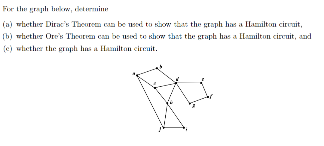Solved For the graph below, determine (a) whether Dirac's | Chegg.com