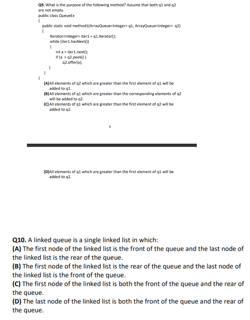Solved Q9. What is the purpose of the following method? | Chegg.com