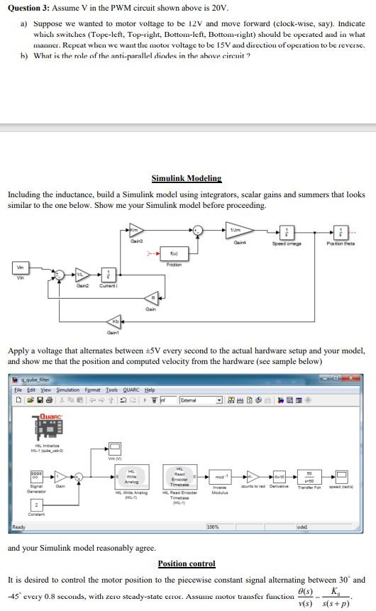 Solved Question 3: Assume V in the PWM circuit shown above | Chegg.com