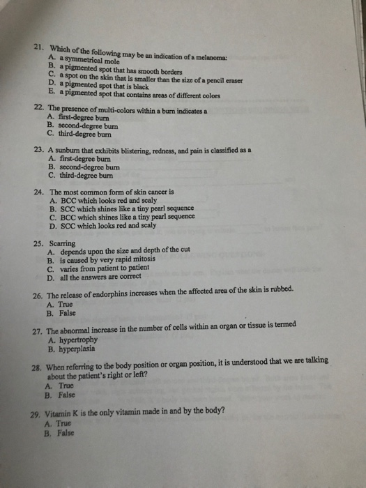 Solved 21. Which of the following may be an indication of a | Chegg.com