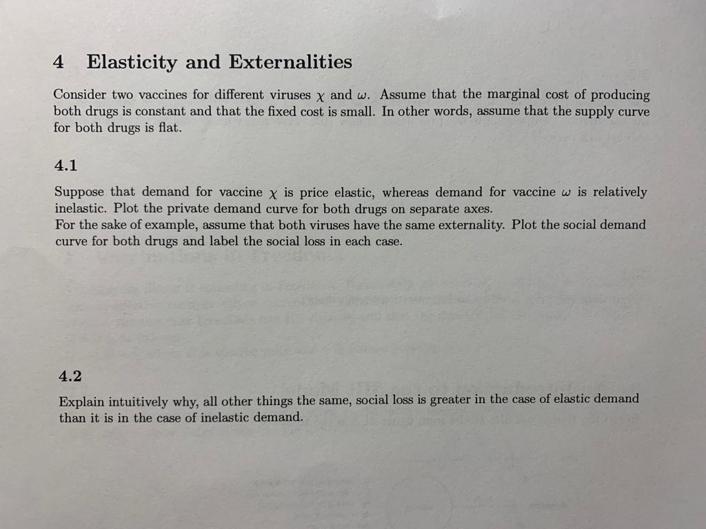 Solved 4 Elasticity and Externalities Consider two vaccines | Chegg.com