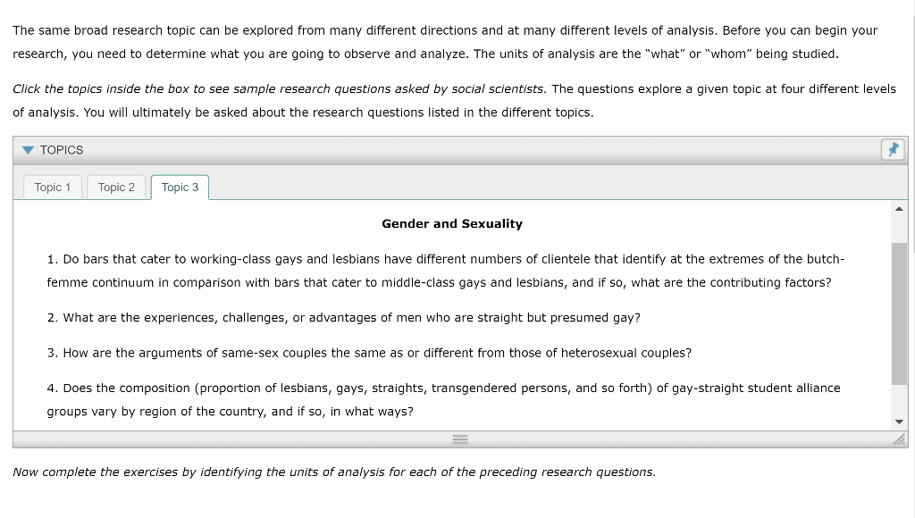 Solved The same broad research topic can be explored from | Chegg.com