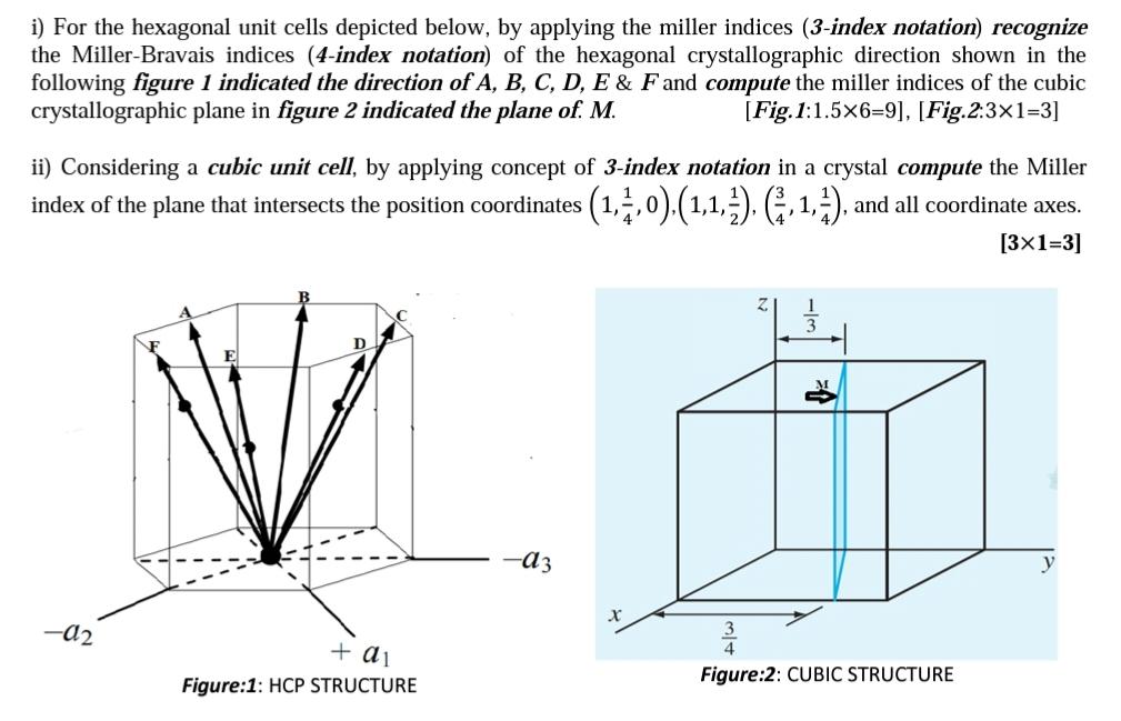 i) For the hexagonal unit cells depicted below, by | Chegg.com
