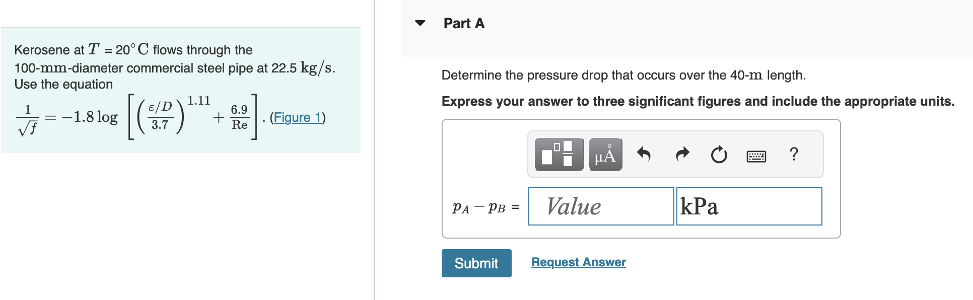 Solved Figure 1 of 1Kerosene at T=20∘C flows through the | Chegg.com