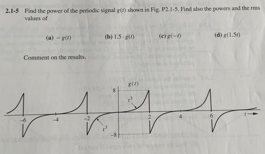 Solved 2.1-5 Find the power of the periodic signal g(t) | Chegg.com