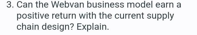 Solved 3. Can the Webvan business model earn a positive | Chegg.com