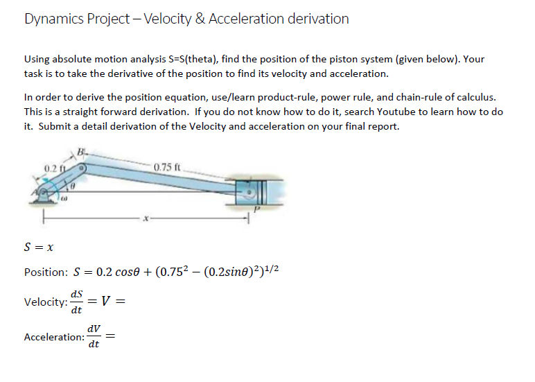 Solved Using absolute motion analysis S=S (theta), find the | Chegg.com