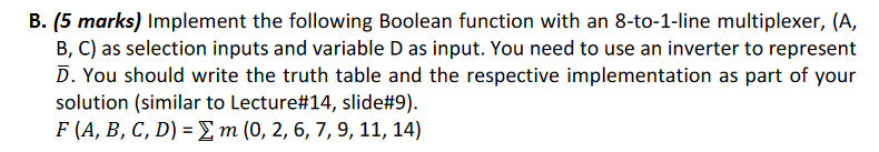 Solved Multiplexer implementation of 4-Variable function | Chegg.com