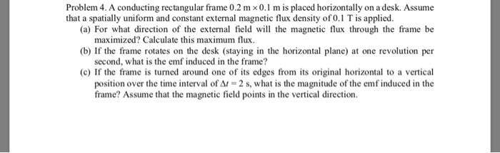 Solved Problem 4 . A conducting rectangular frame 0.2 m × | Chegg.com