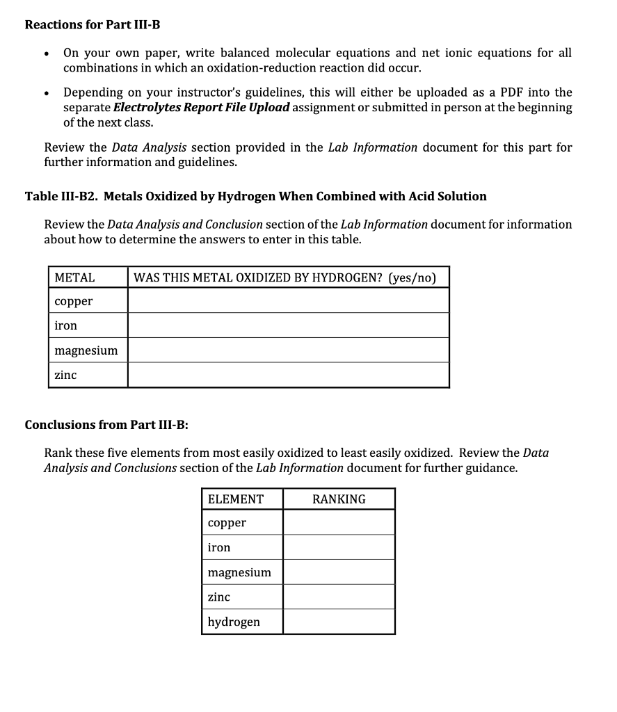 Table II-B. Product Physical States for Double | Chegg.com