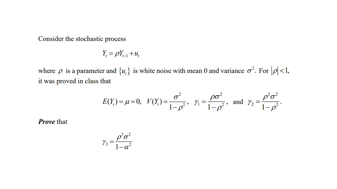 Solved Consider the stochastic processYt=ρYt-1+utwhere ρis | Chegg.com