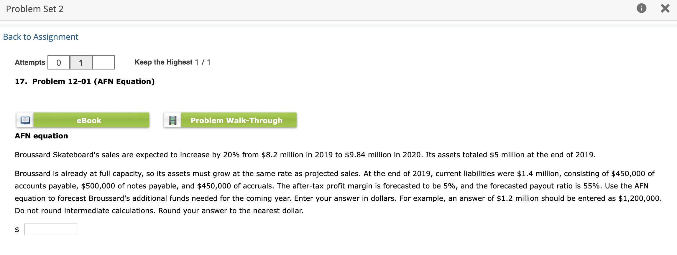Solved 17. Problem 12-01 (AFN Equation) AFN equation Do not | Chegg.com