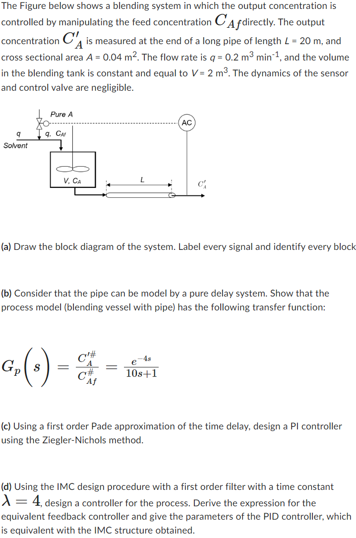 Solved The Figure below shows a blending system in which the | Chegg.com Solved The Figure below shows a blending system in which the | Chegg.com