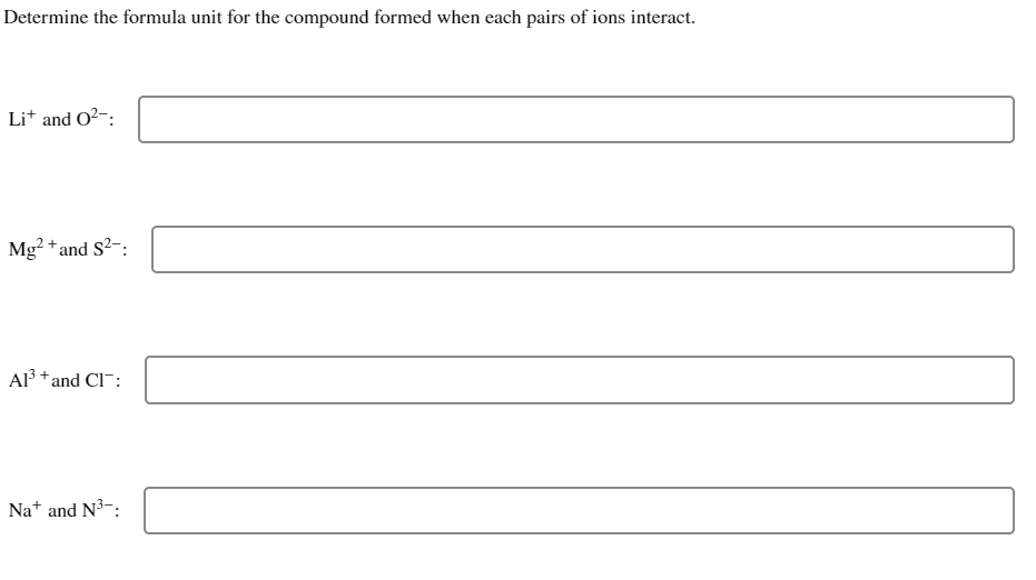 Solved Determine the formula unit for the compound formed | Chegg.com