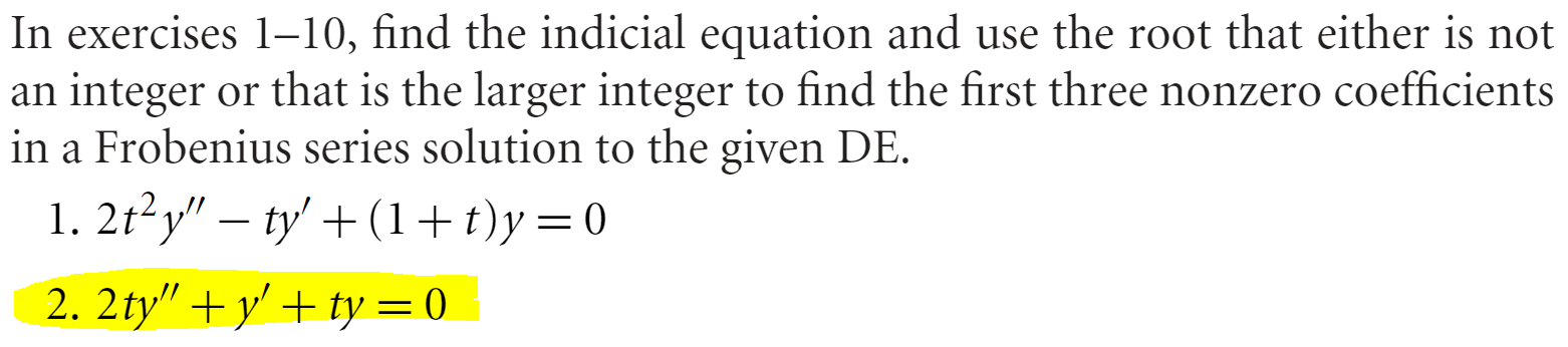 Solved In exercises 1-10, find the indicial equation and use | Chegg.com