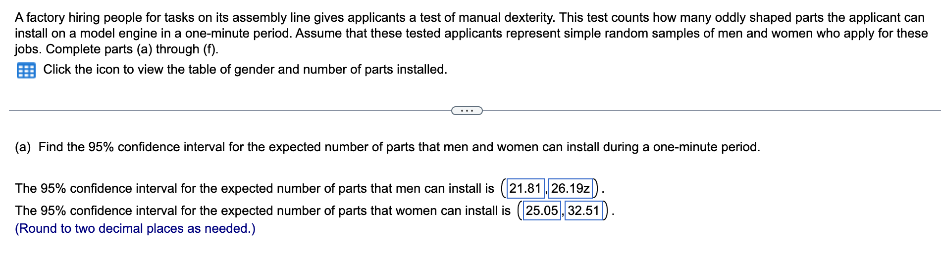 Solved A factory hiring people for tasks on its assembly | Chegg.com