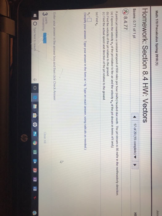 Solved Math 170 Precalculus Spring 2018 (1) Homework: | Chegg.com