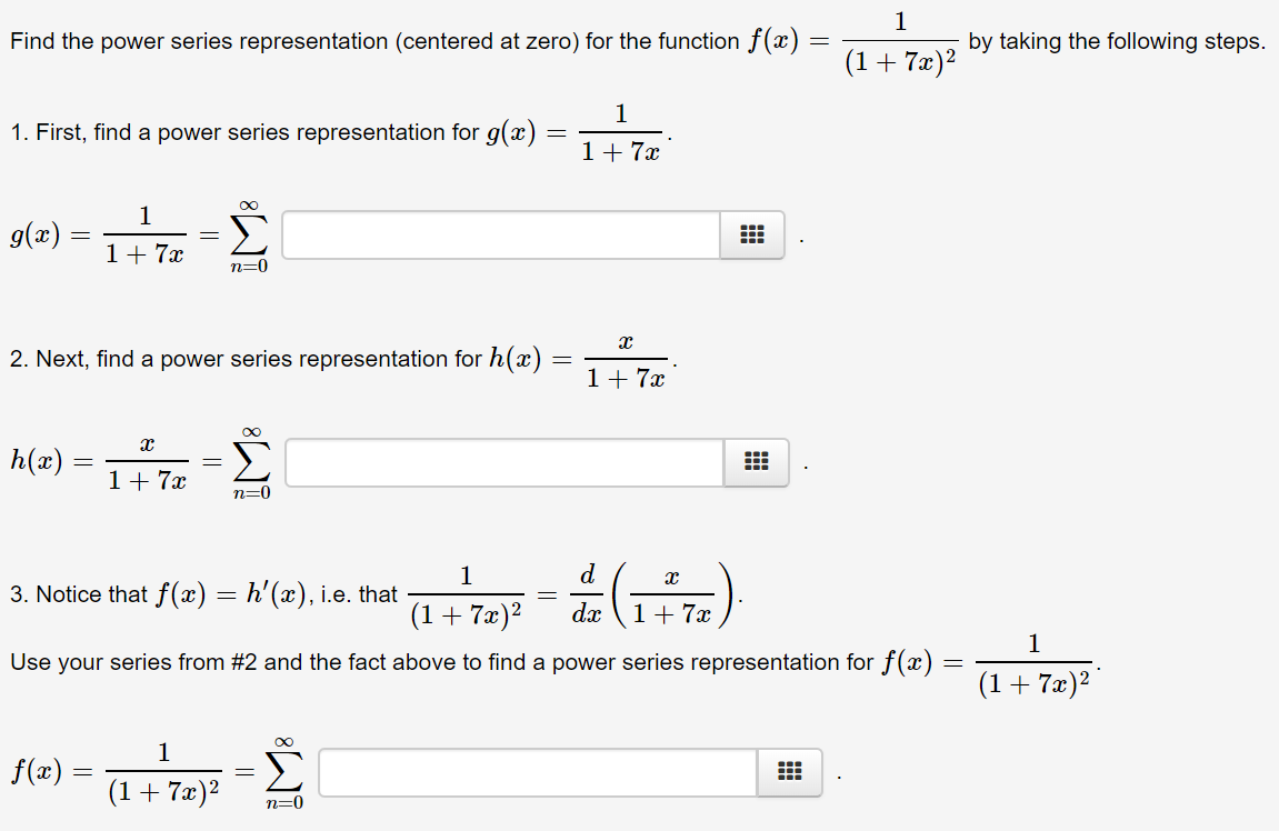 Solved Find the power series representation (centered at | Chegg.com