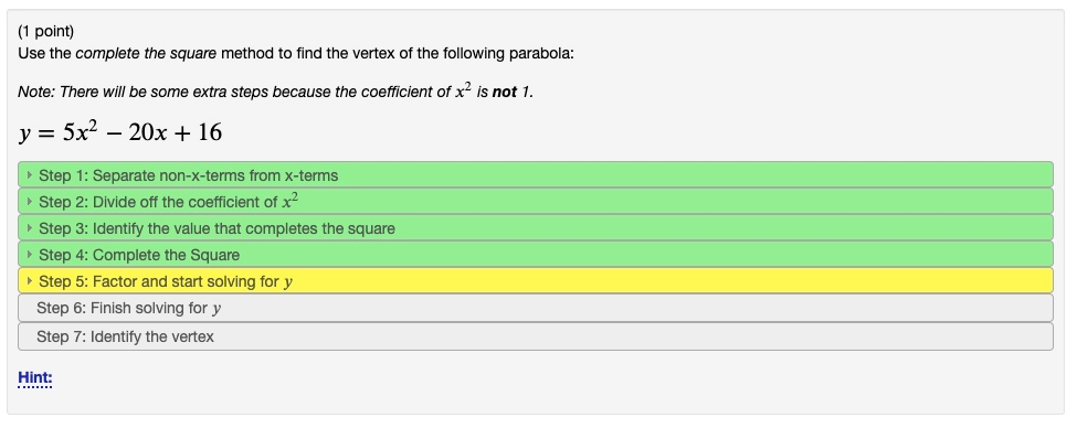 Solved Use the complete the square method to find the vertex | Chegg.com