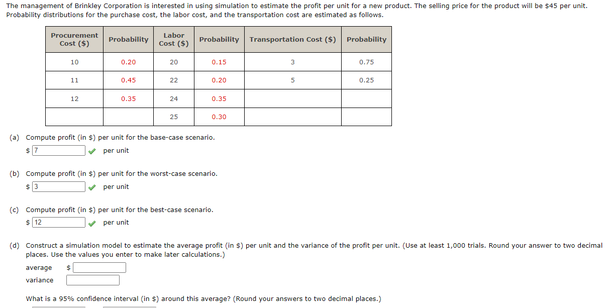 Solved (d) ﻿Construct a simulation model to estimate the | Chegg.com