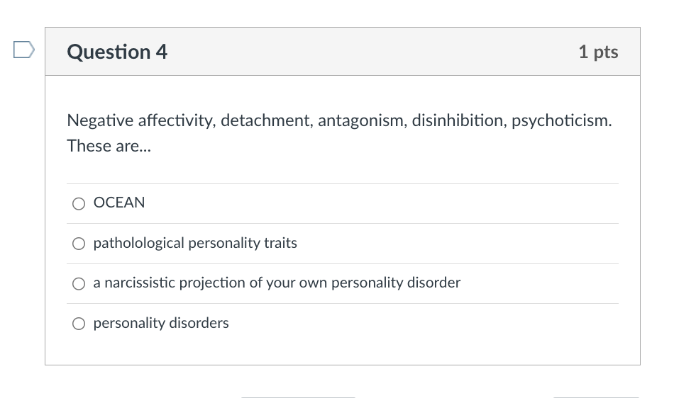 Solved Question 1 1 pts Personality Disorders are contagious | Chegg.com