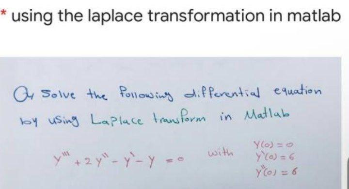 Solved using the laplace transformation in matlab A solve | Chegg.com