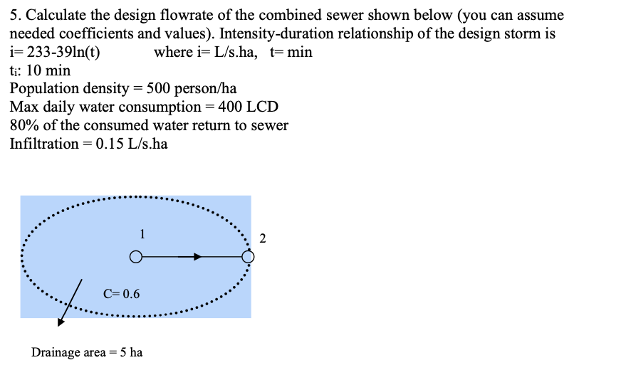 Solved 5. Calculate the design flowrate of the combined | Chegg.com