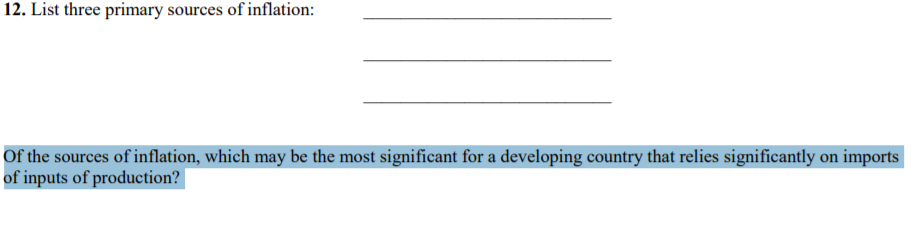 Solved 12. List three primary sources of inflation: Of the | Chegg.com