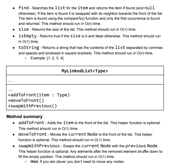 Solved Overview Self-organizing lists are lists that move | Chegg.com