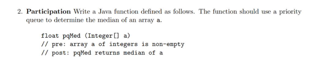 2. Participation Write a Java function defined as | Chegg.com