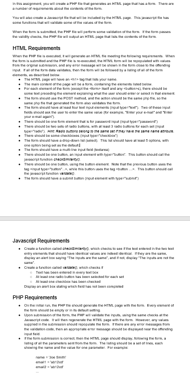 In this assignment you will create a PHP file that | Chegg.com