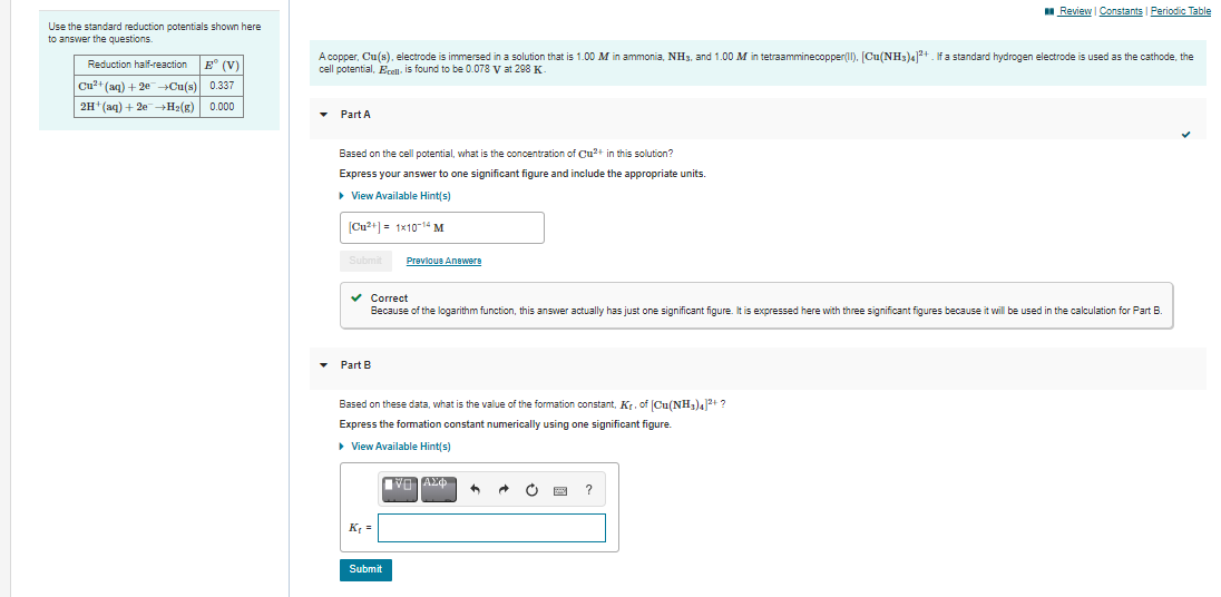 Solved Review Constants Periodic Table Use the standard | Chegg.com