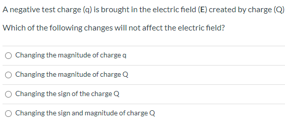 Solved A negative test charge (q) is brought in the electric | Chegg.com