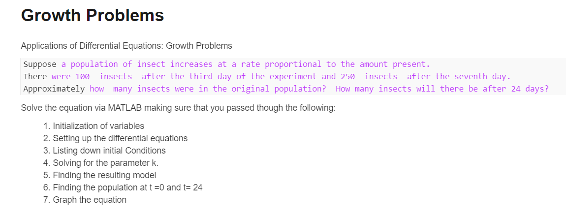Solved Growth Problems Applications of Differential | Chegg.com