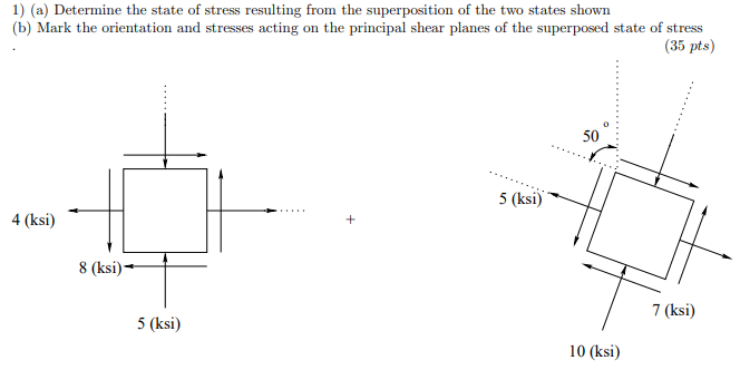 Solved 1) (a) Determine the state of stress resulting from | Chegg.com