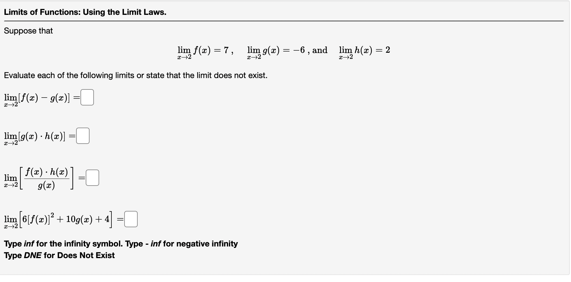 Solved Limits of Functions: Using the Limit Laws. Suppose | Chegg.com